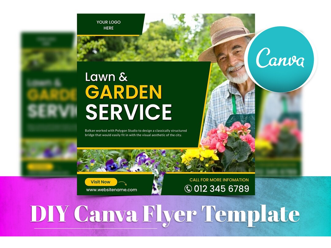 Lawn Care Flyer, Lawn Mowing Design, DIY Canva Garden Care Service ...