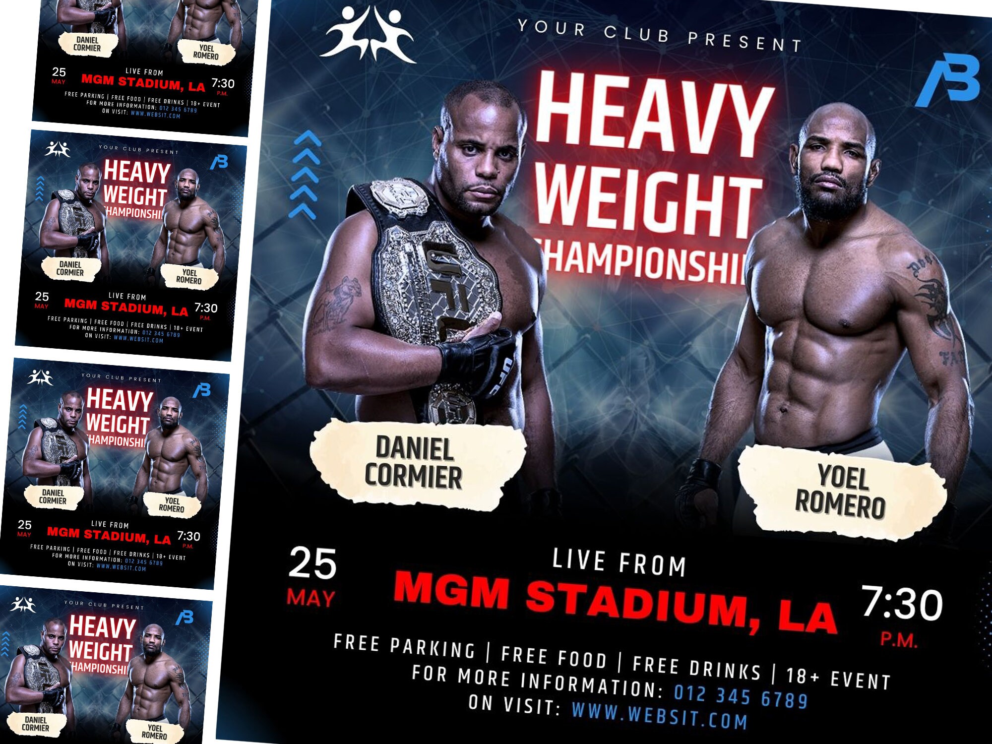 Boxing Flyer Boxing Match Design DIY Canva Boxing Schedule - Etsy