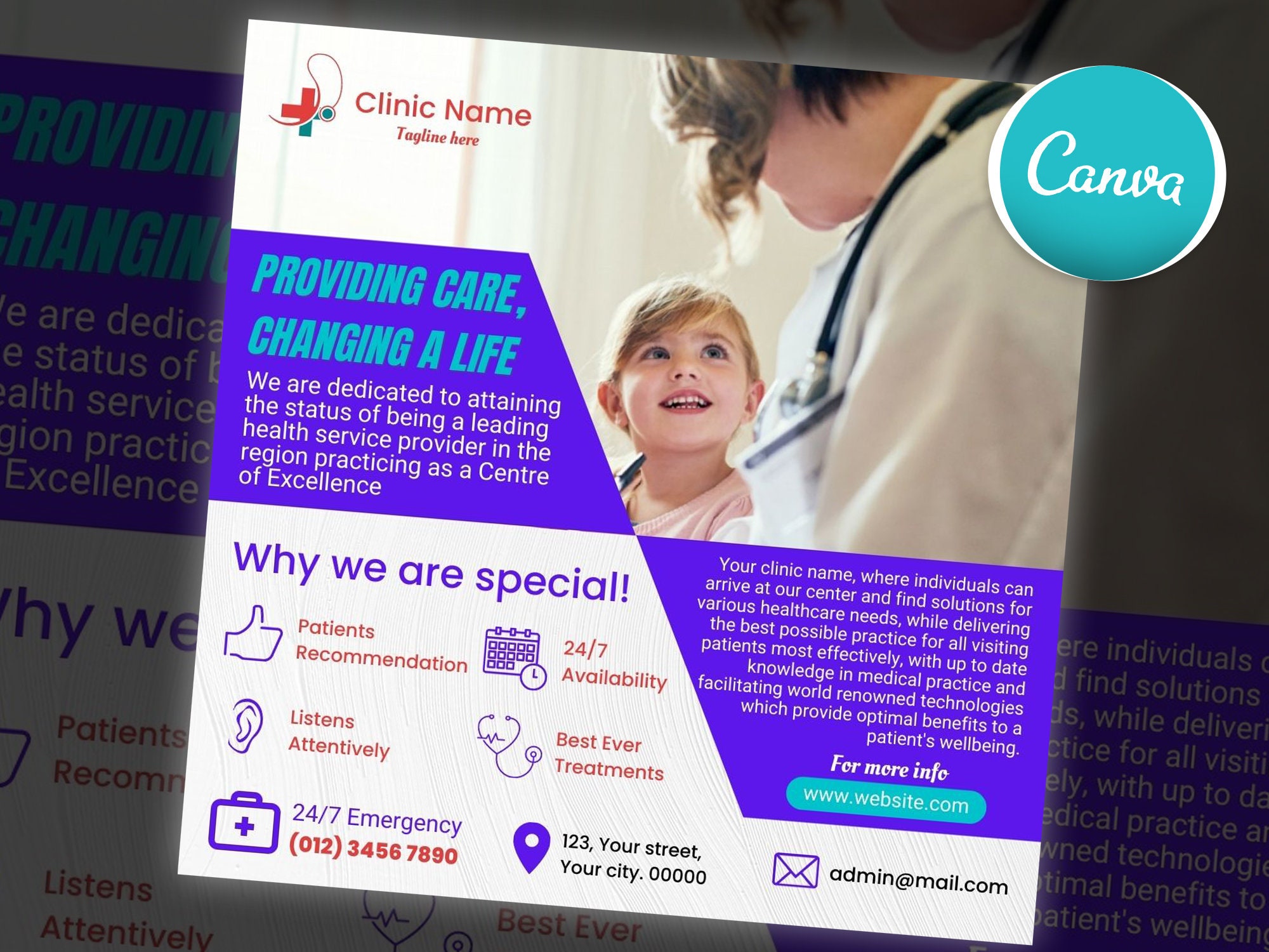 Doctor Flyer, Family Doctor Design, Hospital Flyer, DIY Canva Health ...