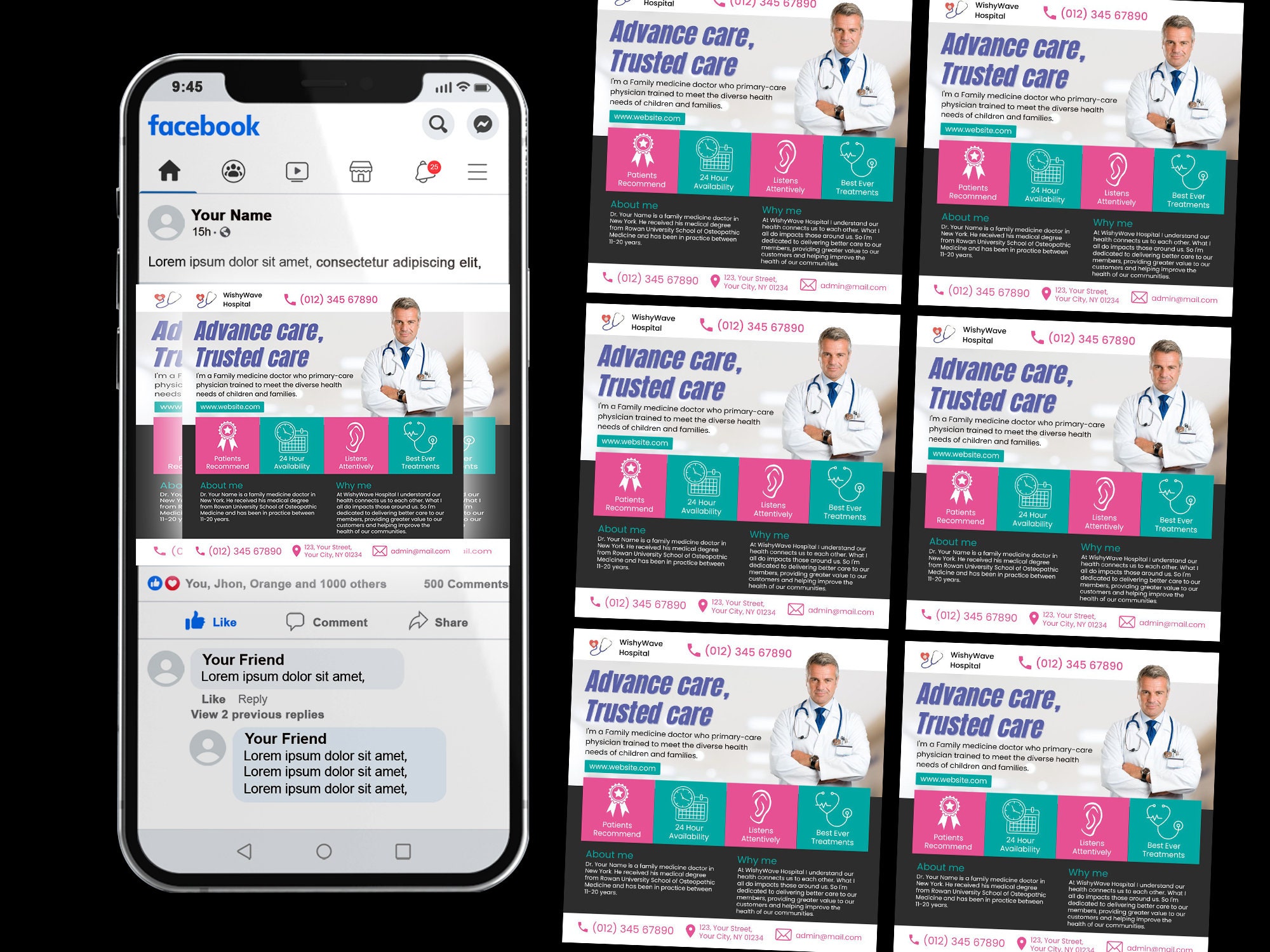 Doctor Flyer Family Doctor Design Hospital Flyer DIY Canva - Etsy