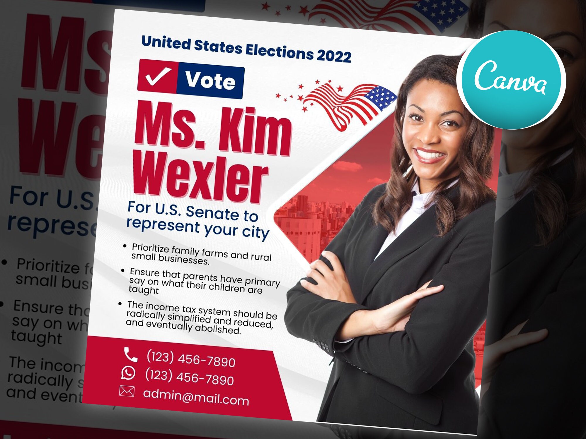 Election Flyer, Printable Election Card Design, DIY Canva Election ...