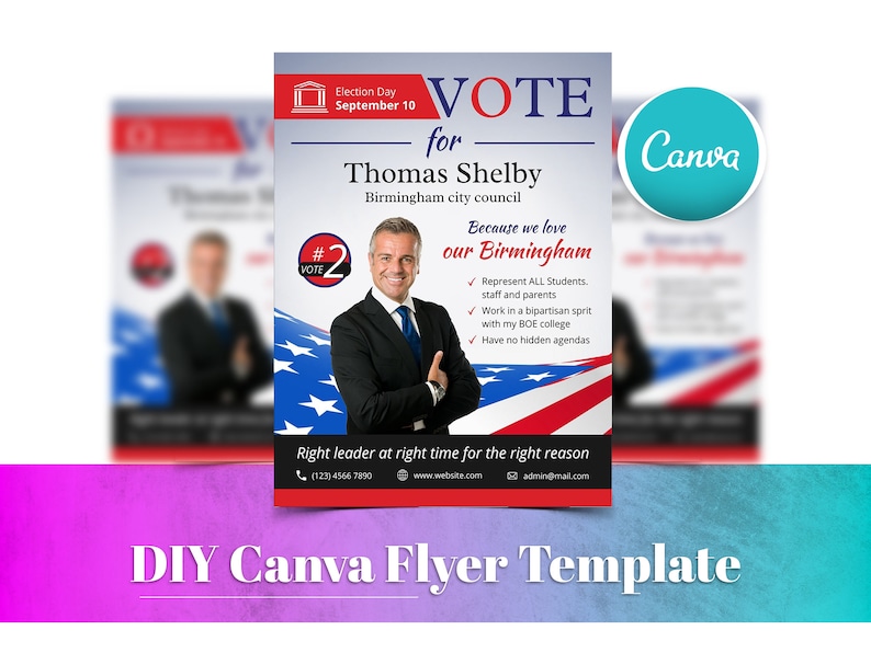 Election Flyer, Printable Election Card Design, DIY Canva Election ...