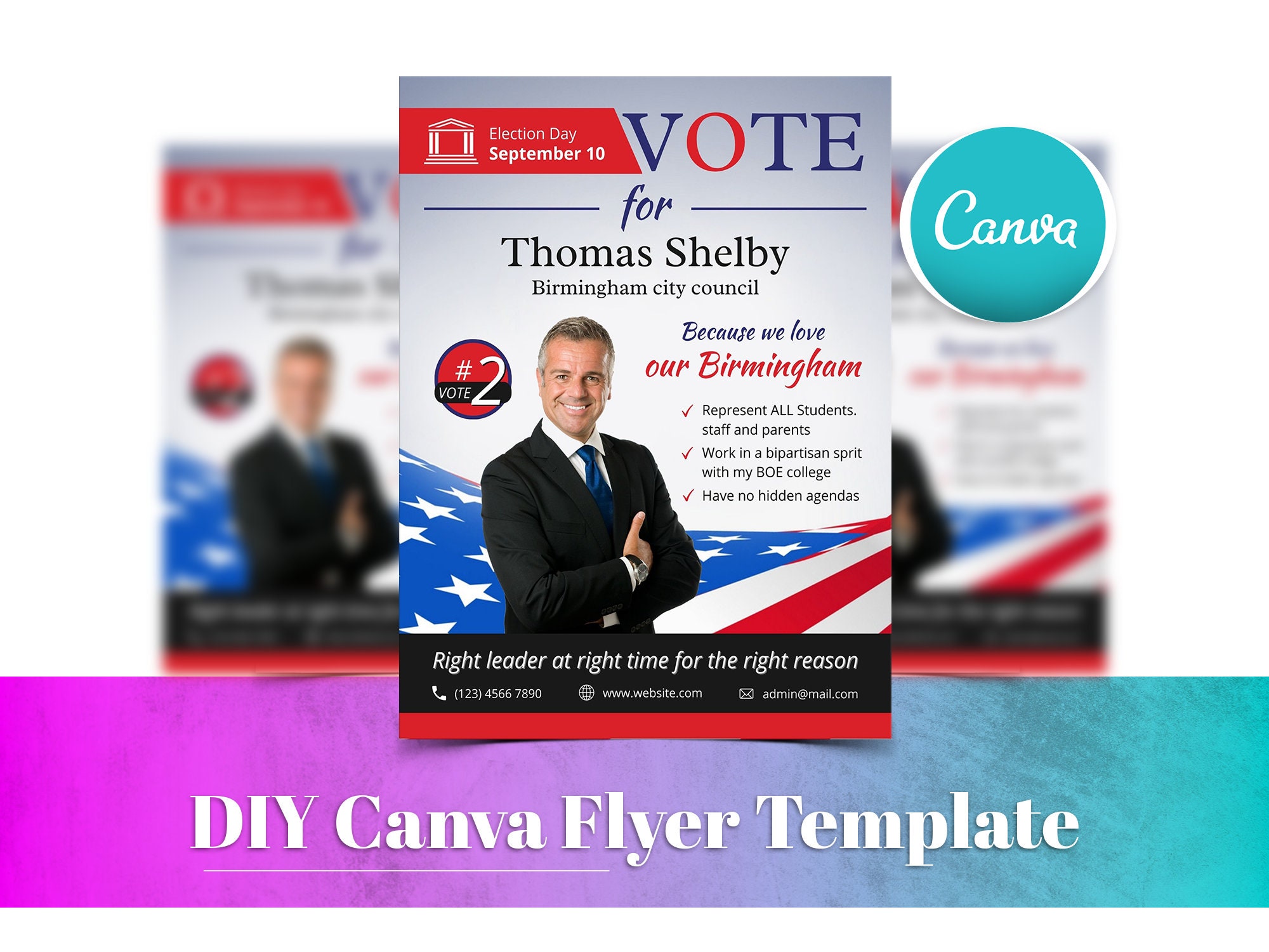 Election Flyer, Printable Election Card Design, DIY Canva Election ...