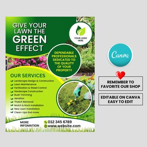 Lawn Care Service Flyer, Editable Flyer Design, DIY Canva Poster ...