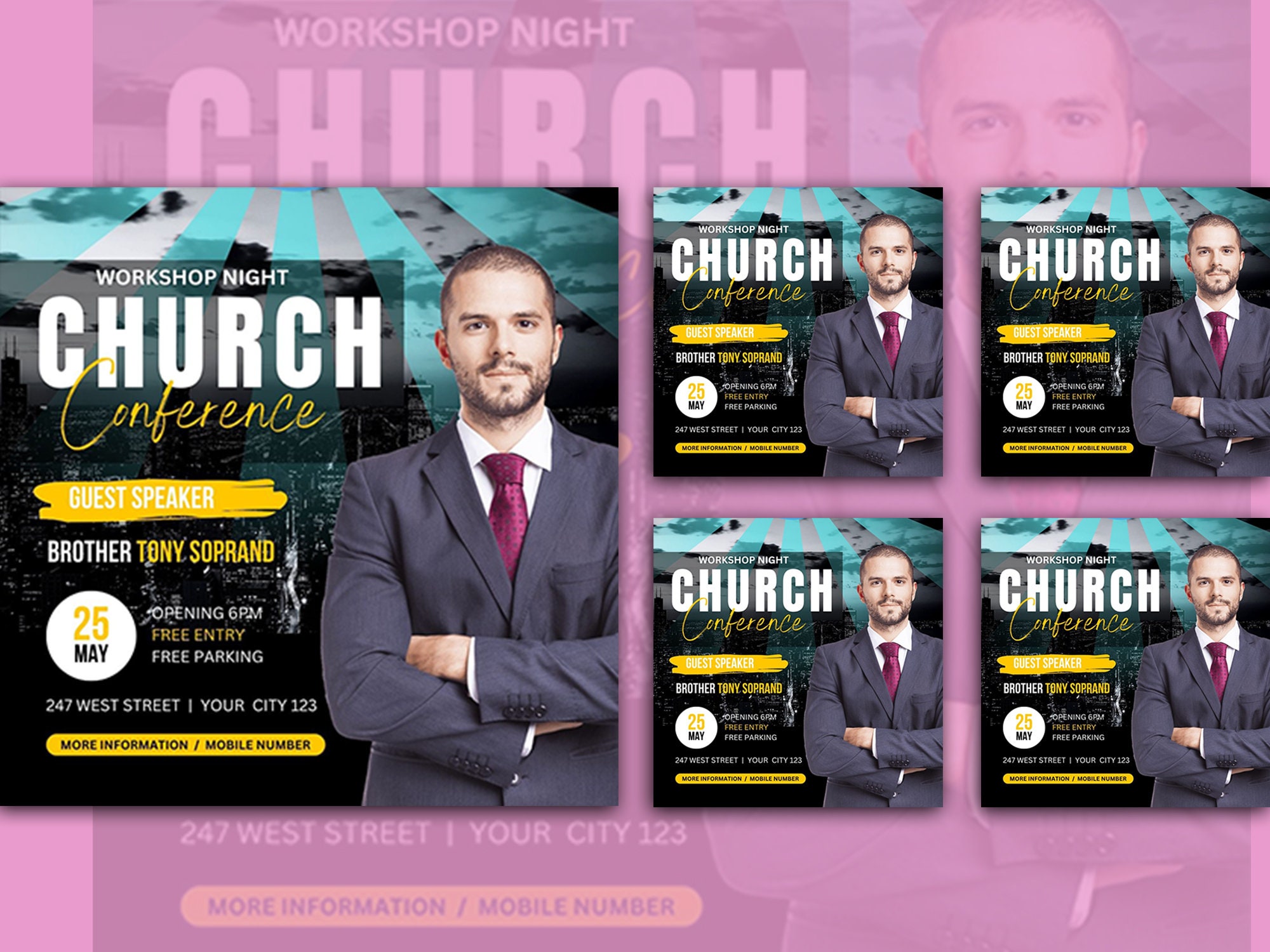 Church Flyer, Church Event Flyer, DIY Canva Church Program Flyer ...