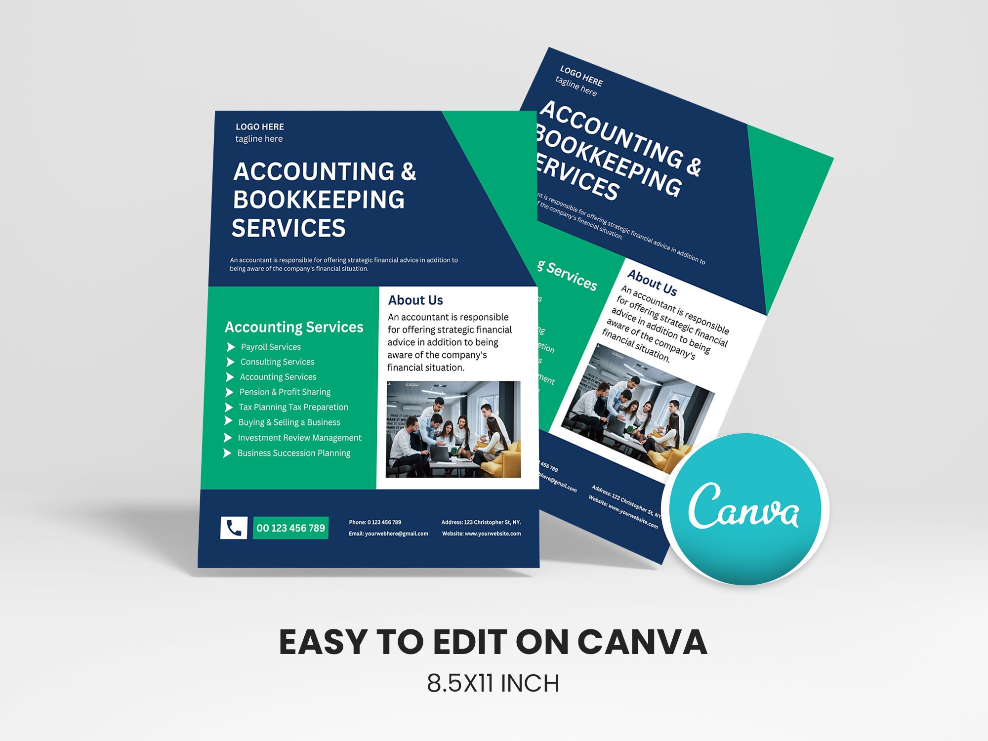 Bookkeeping Flyer, Accounting Services Design, DIY Canva Certified ...