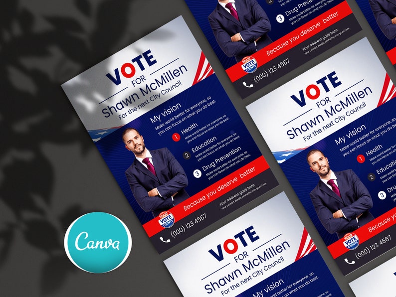 Election Flyer, Printable Election Card Design, DIY Canva Election ...