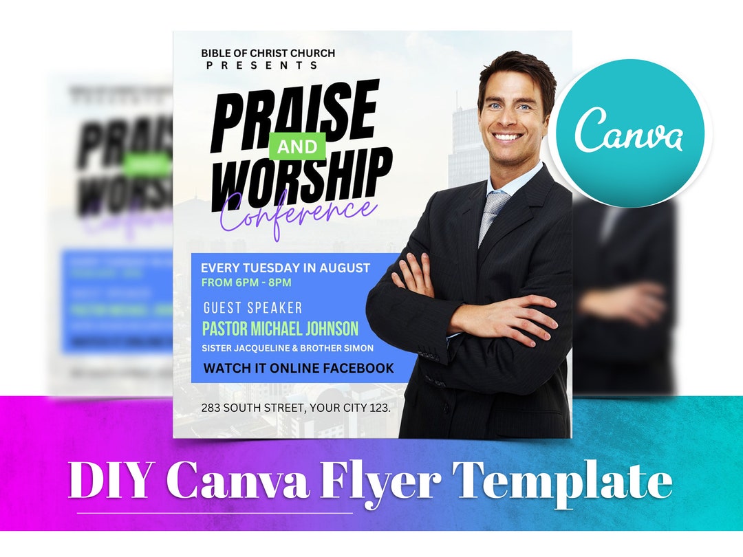 Church Flyer, Church Event Flyer, DIY Canva Church Program Flyer ...