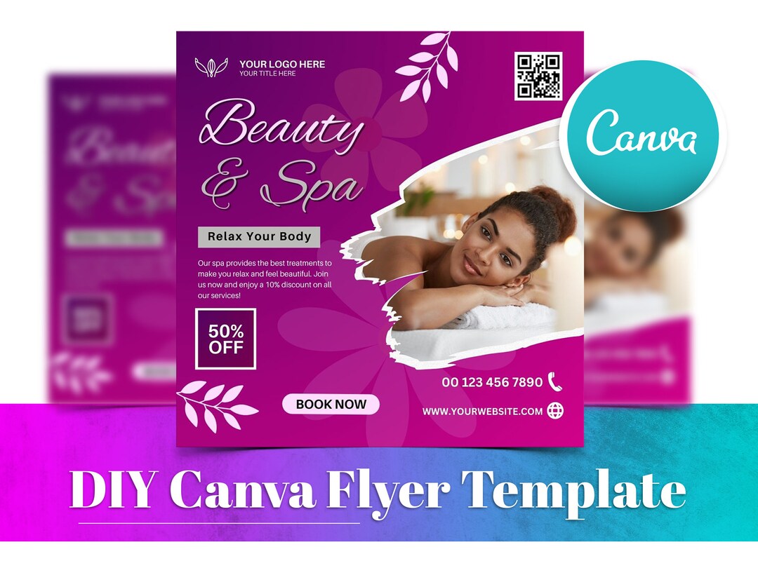 Spa Flyer, Wellness Center Flyer, DIY Canva Spa Poster Template ...