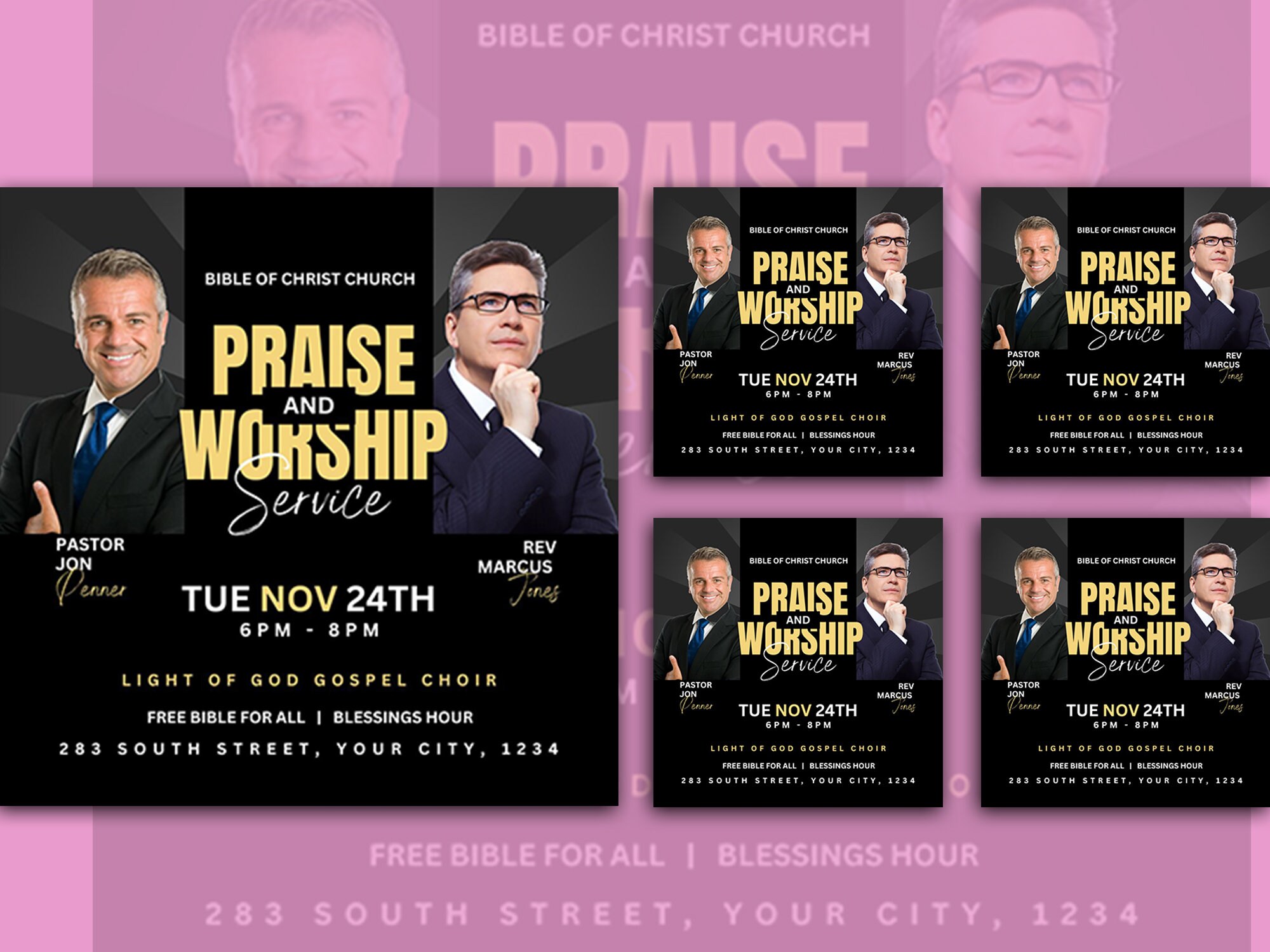 Church Flyer, Church Event Flyer, DIY Canva Church Program Flyer ...