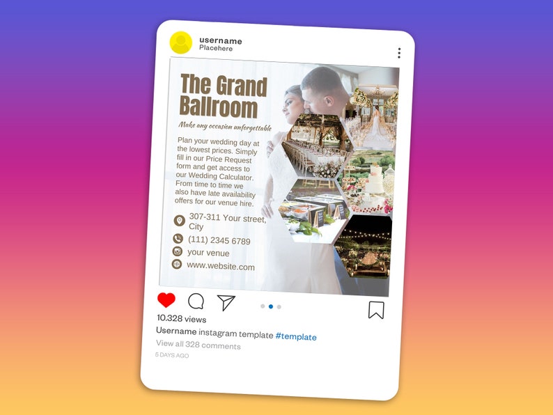 Wedding Venue Flyer, Event Venue, Editable Flyer Design, DIY Canva ...