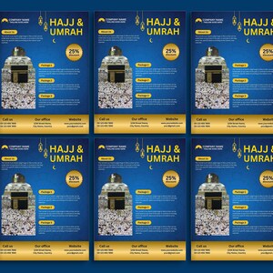 Hajj Flyer, Printable Hajj Umrah Flyer Design, DIY Canva Eid Mubarak ...
