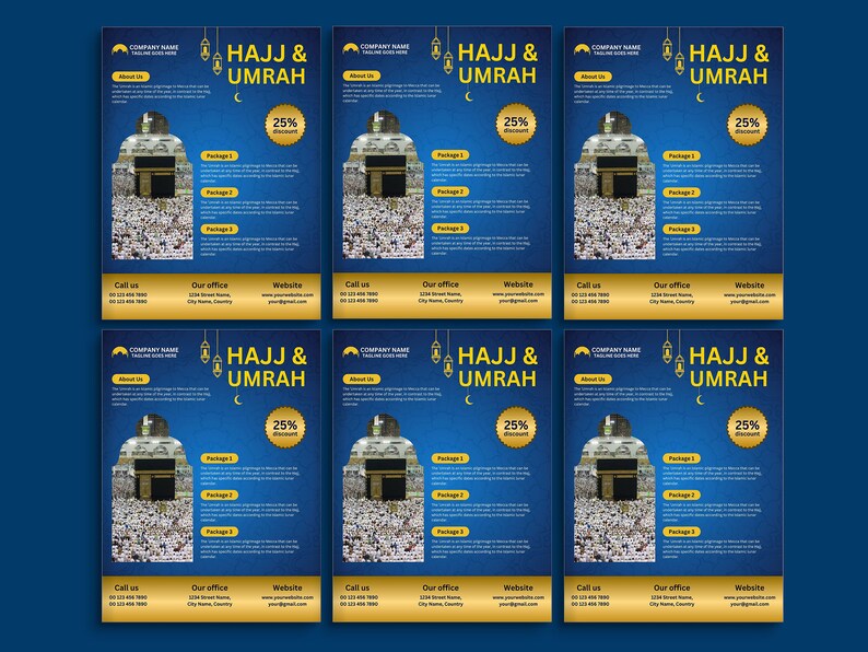 Hajj Flyer, Printable Hajj Umrah Flyer Design, DIY Canva Eid Mubarak ...