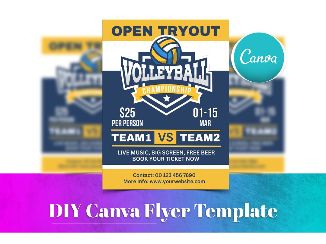 Volleyball Flyer, Volleyball Tournament Design, DIY Canva Volleyball ...