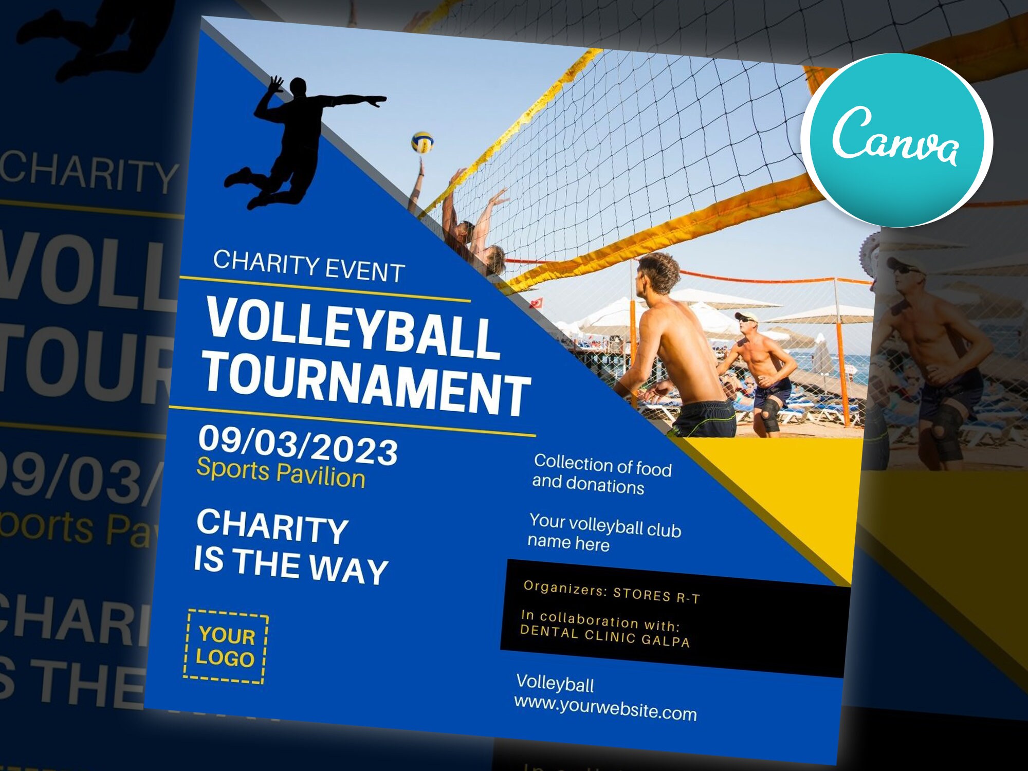 Volleyball Flyer, Volleyball Tournament Flyer, DIY Canva Volleyball ...