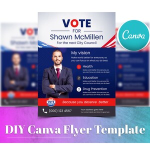 Election Flyer, Printable Election Card Design, DIY Canva Election ...
