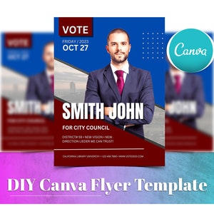 Election Flyer, Printable Election Card Design, DIY Canva Election ...