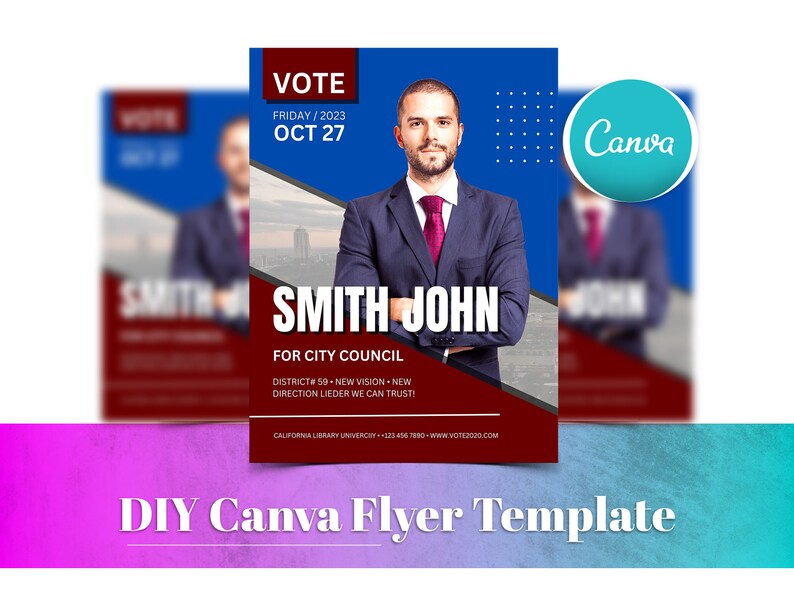 Election Flyer, Printable Election Card Design, DIY Canva Election ...