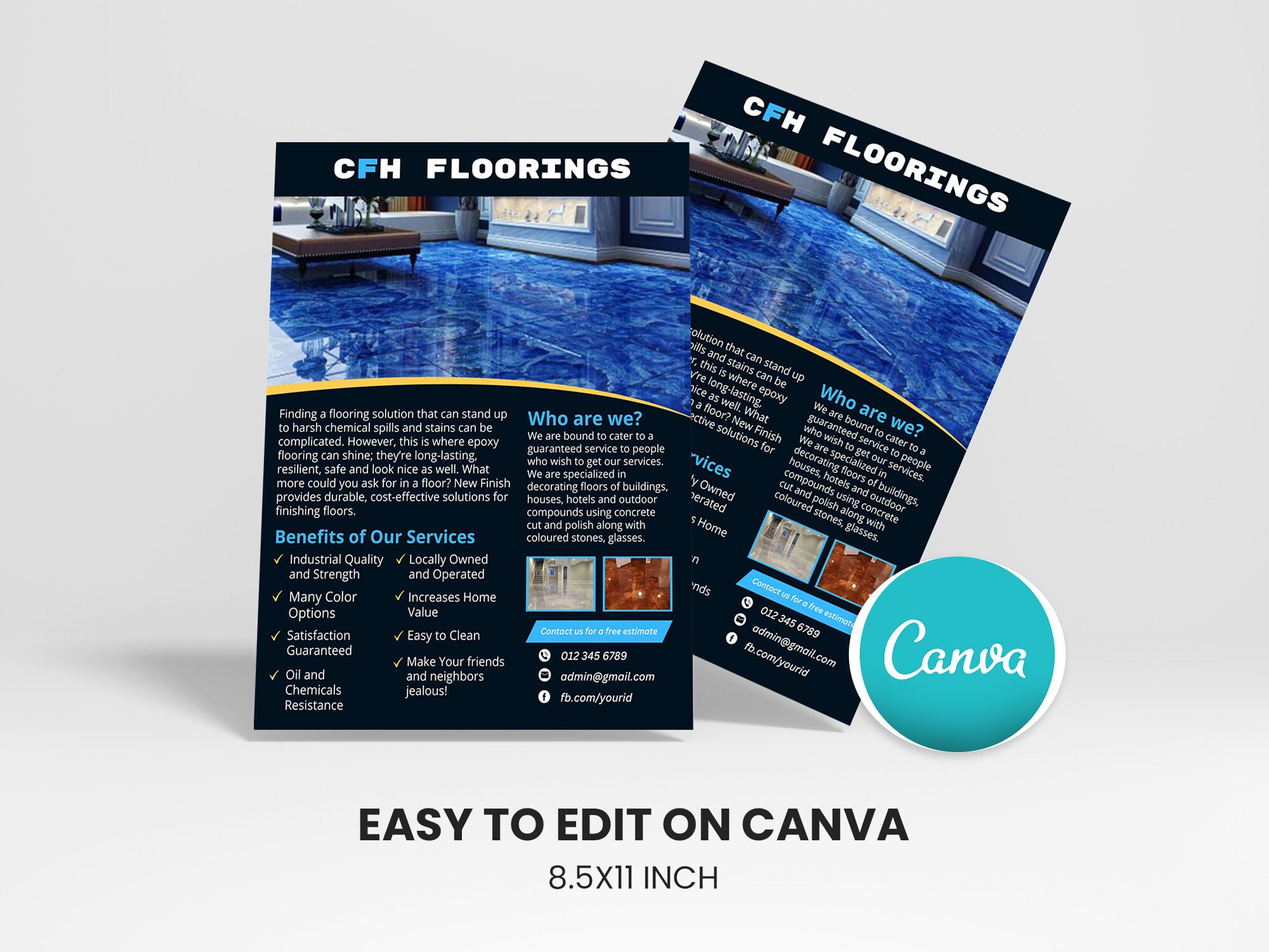 Epoxy Flooring Flyer, DIY Canva Flooring Service Service Poster ...