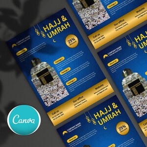 Hajj Flyer, Printable Hajj Umrah Flyer Design, DIY Canva Eid Mubarak ...