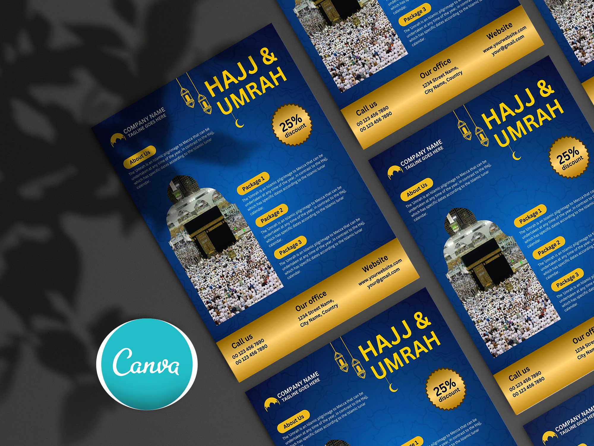 Hajj Flyer, Printable Hajj Umrah Flyer Design, DIY Canva Eid Mubarak ...
