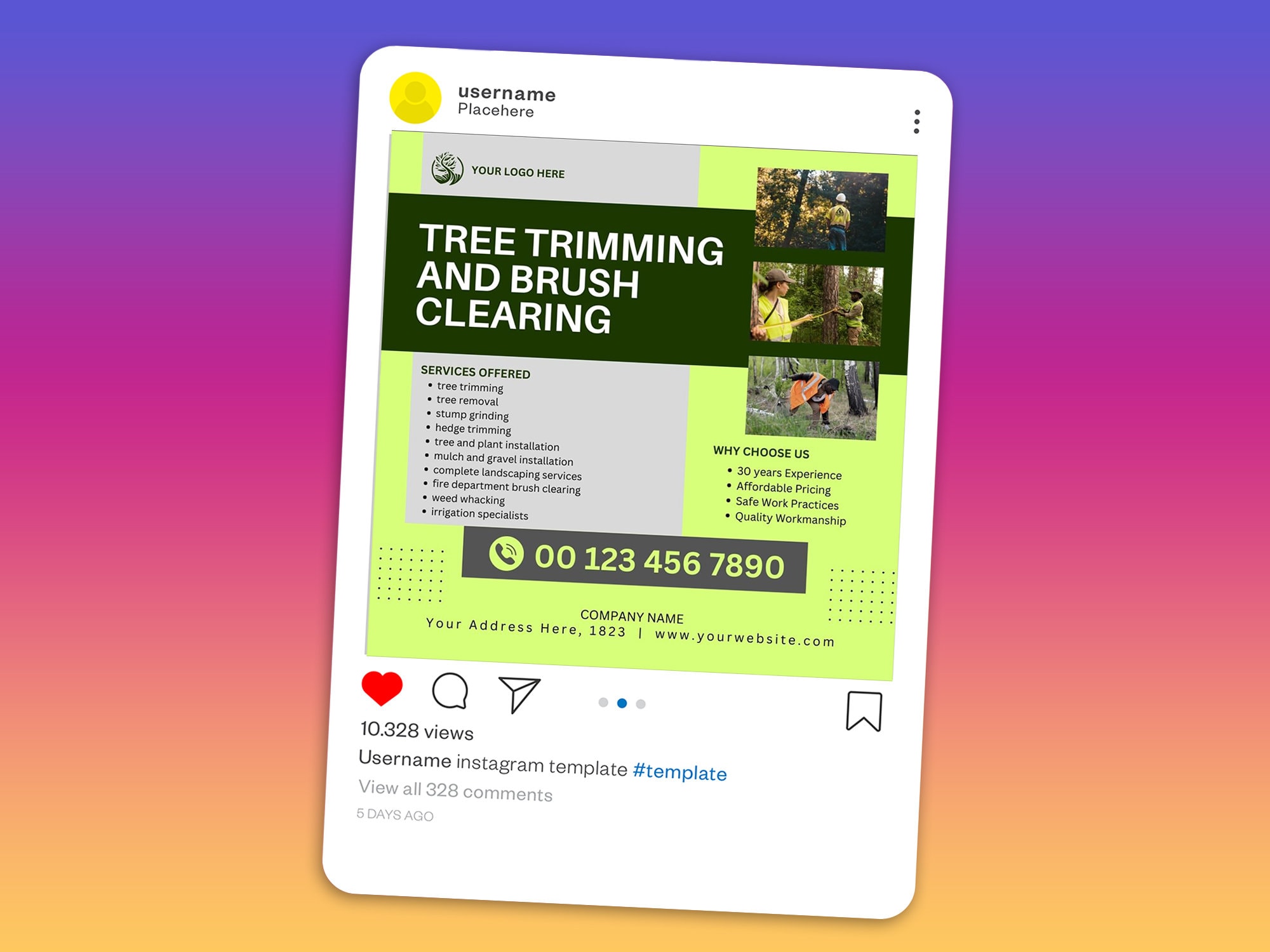 Tree Services Flyer Editable Tree Trimming Service Instagram - Etsy