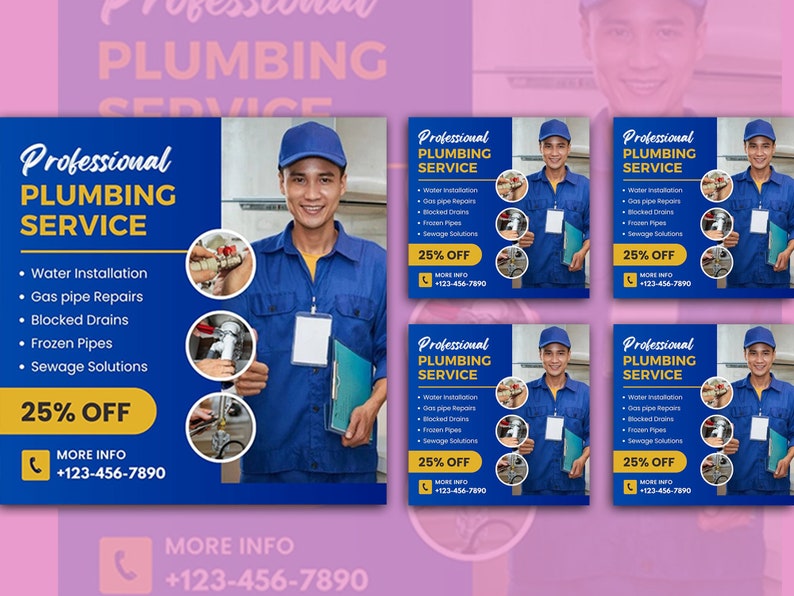Handyman Flyer, Plumber Flyer, DIY Canva Drain Service Poster Template ...