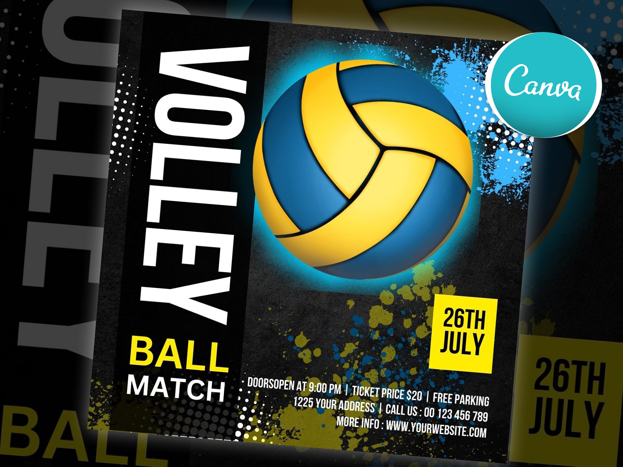 Volleyball Flyer, Volleyball Tournament Flyer, DIY Canva Volleyball ...