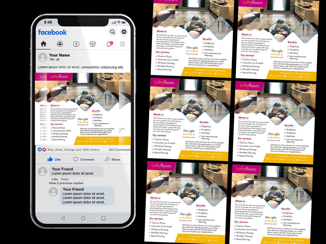 Epoxy Flooring Flyer, DIY Canva Flooring Service Template, Editable ...