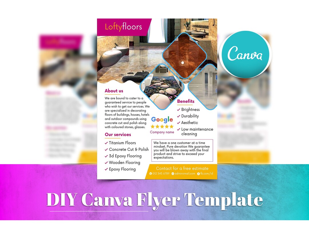 Folleto de pisos epoxi, plantilla de póster del servicio de pisos DIY ...