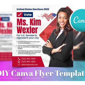 Election Flyer, Printable Election Card Design, DIY Canva Election ...