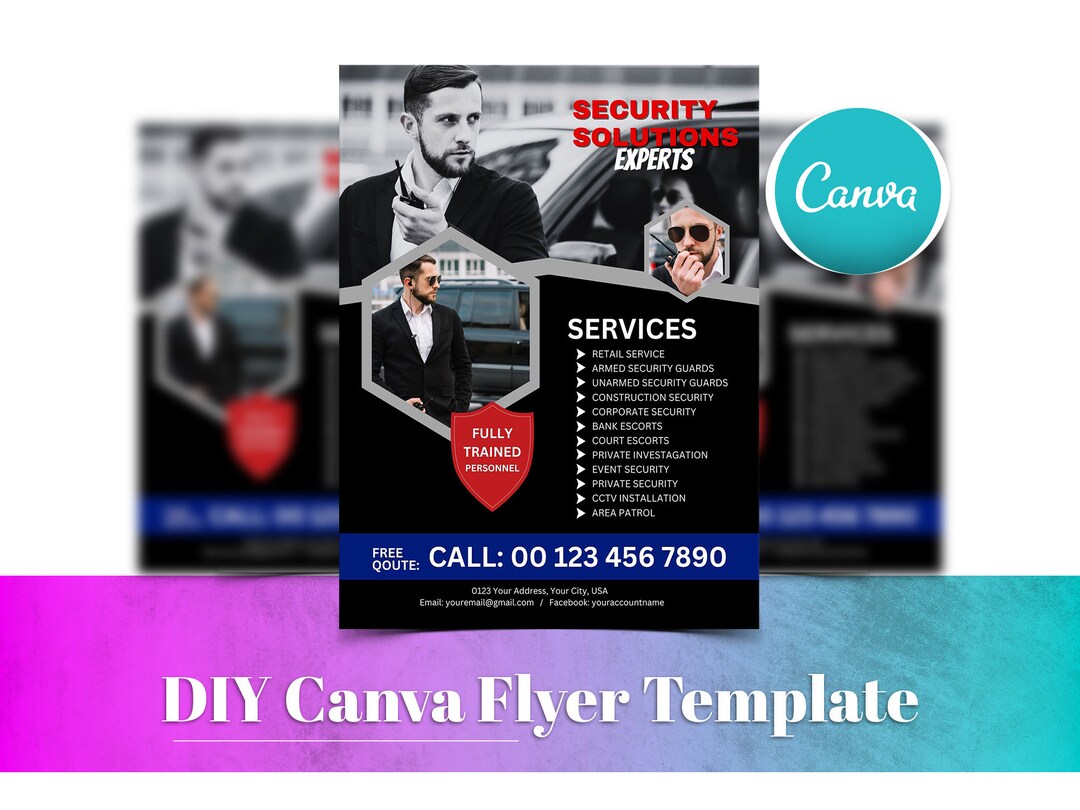 Security Flyer, Security Service Flyer, Editable Flyer , DIY Canva ...