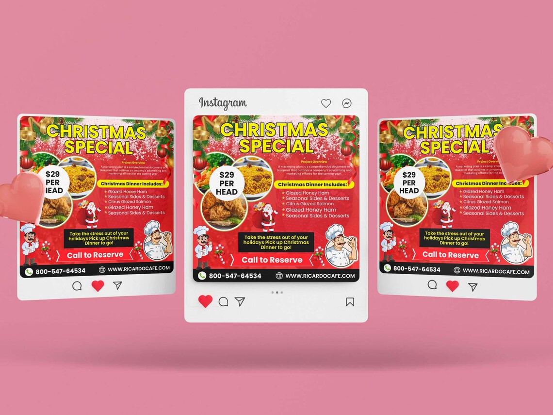 Food Menu Flyer, Printable Christmas Special Menu Card Design, DIY ...