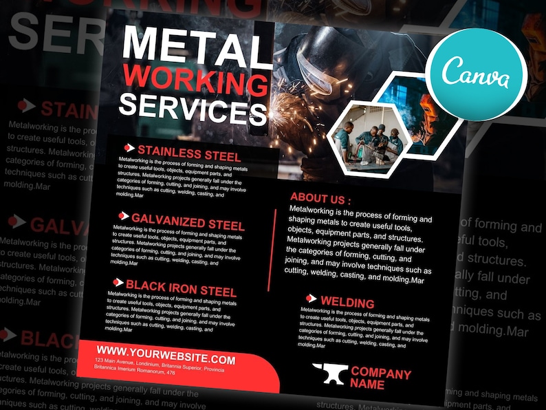 Iron Works Flyer, Metal Works Service Design, DIY Canva Iron Fabricator ...
