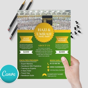 Hajj Flyer, Printable Hajj Umrah Flyer Design, DIY Canva Eid Mubarak ...
