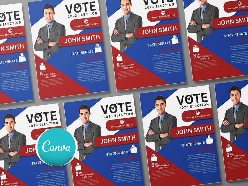 Election Flyer, Printable Election Card Design, DIY Canva Election ...