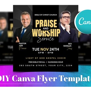 Church Flyer, Church Event Flyer, DIY Canva Church Program Flyer ...