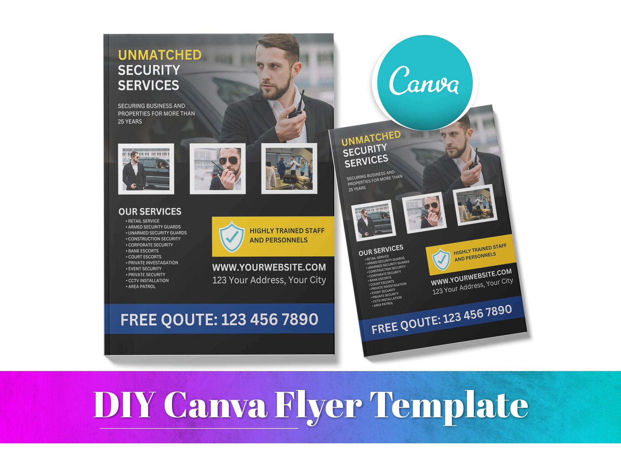 Security Flyer, DIY Canva Security Flyer, Editable Security Poster ...