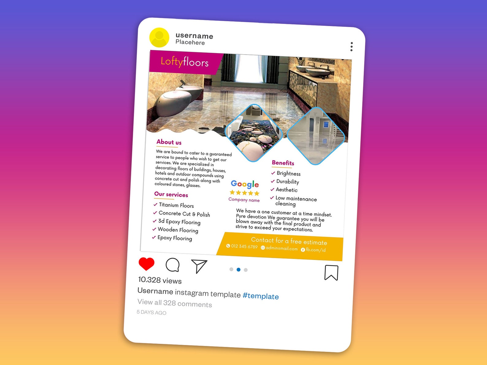 Epoxy Flooring Flyer, DIY Canva Flooring Service Template, Editable ...