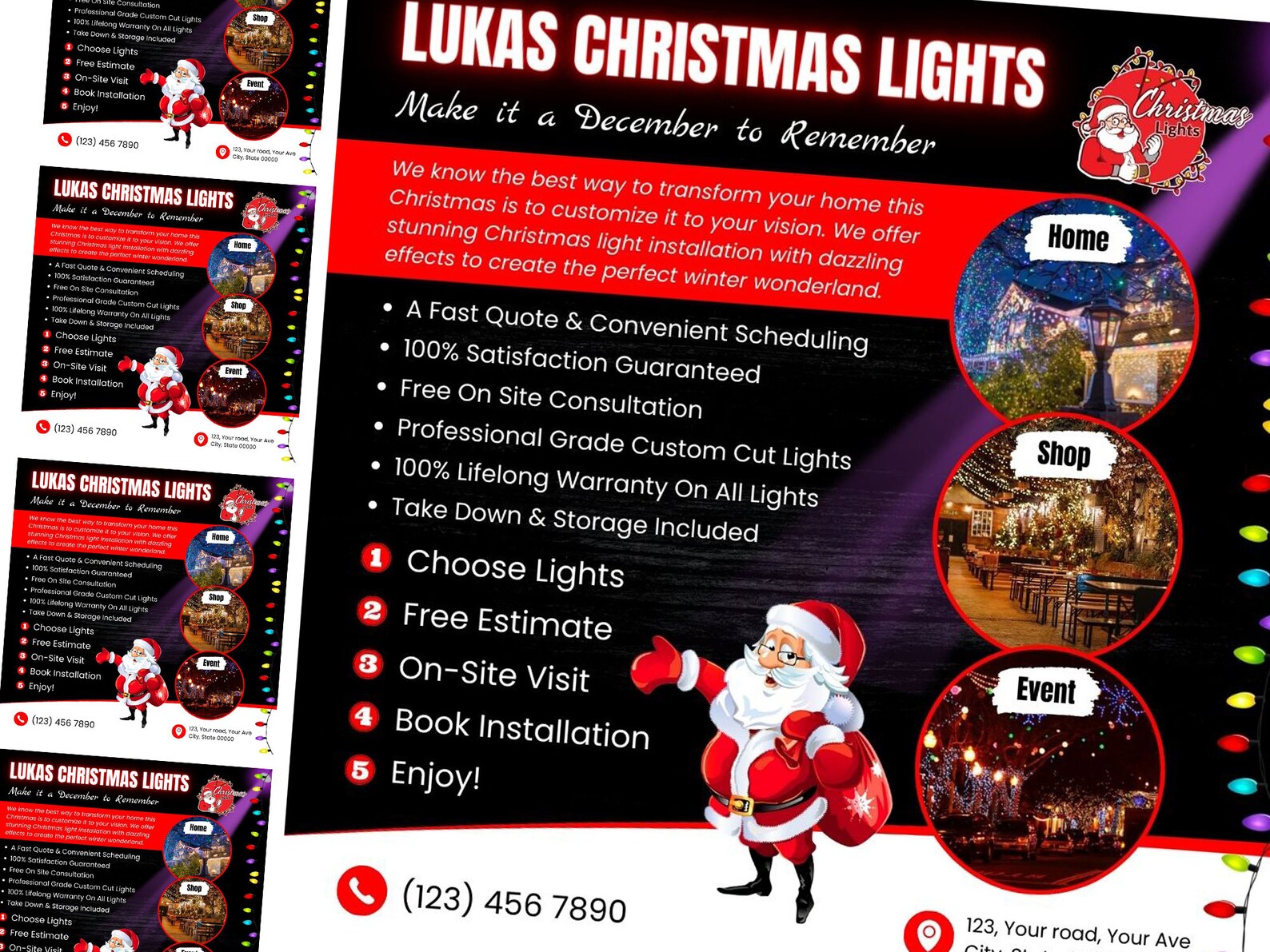 Christmas Light Installation Service Flyer DIY Canva Editable - Etsy