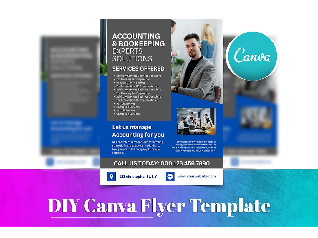 Bookkeeping Flyer, Accounting Services Design, DIY Canva Certified ...