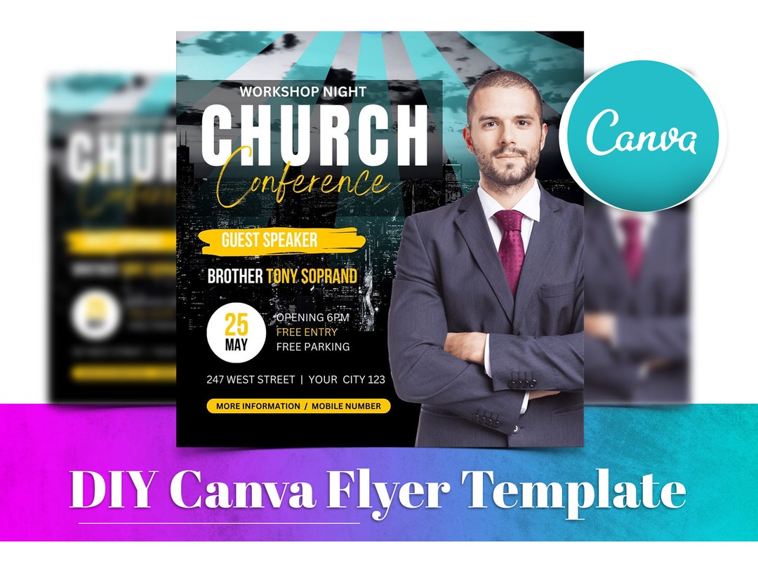Church Flyer, Church Event Flyer, DIY Canva Church Program Flyer ...