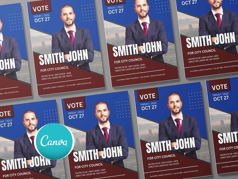 Election Flyer, Printable Election Card Design, DIY Canva Election ...
