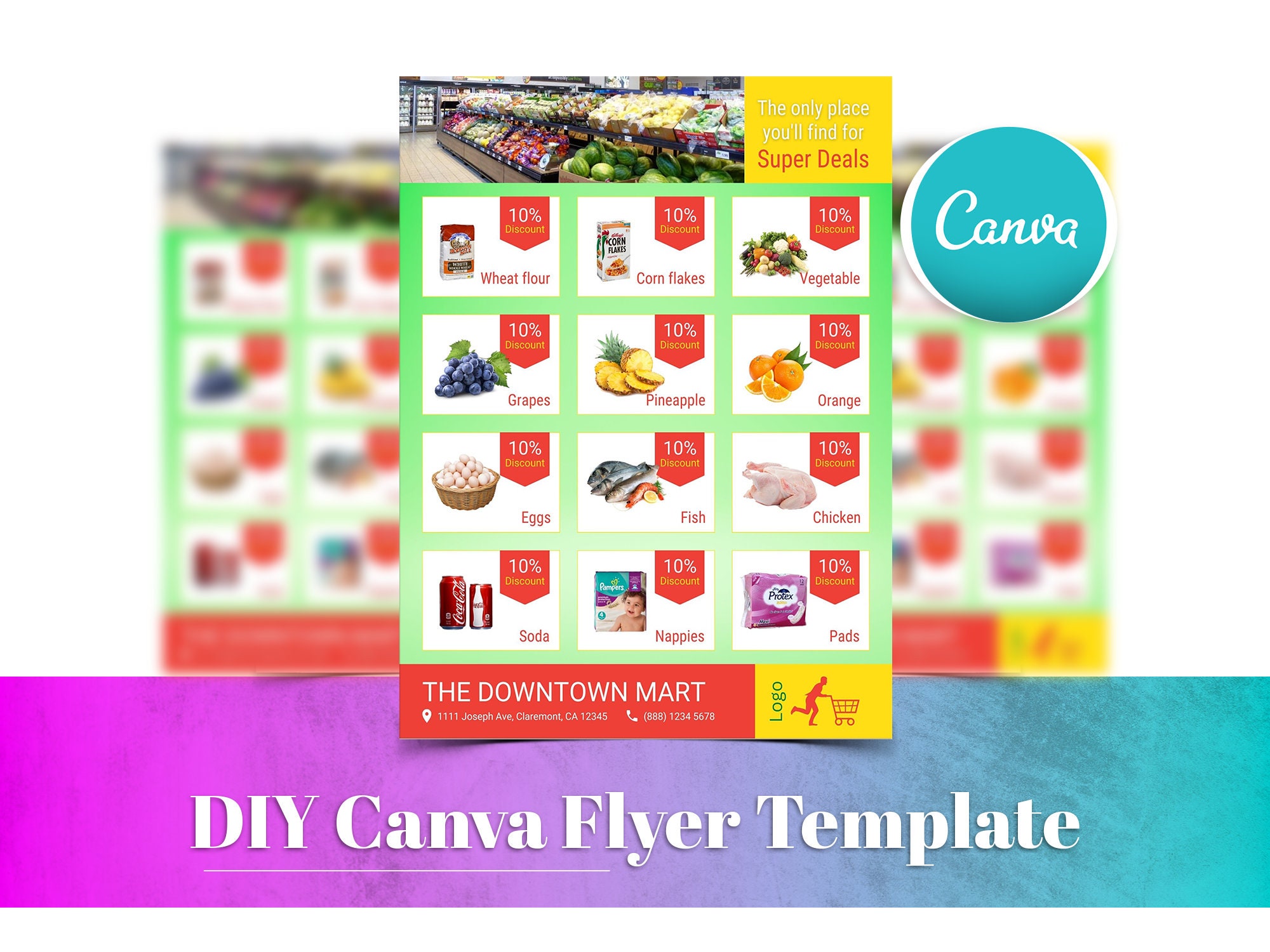 Supermarket Flyer Grocery Flyer Editable Flyer DIY Canva - Etsy