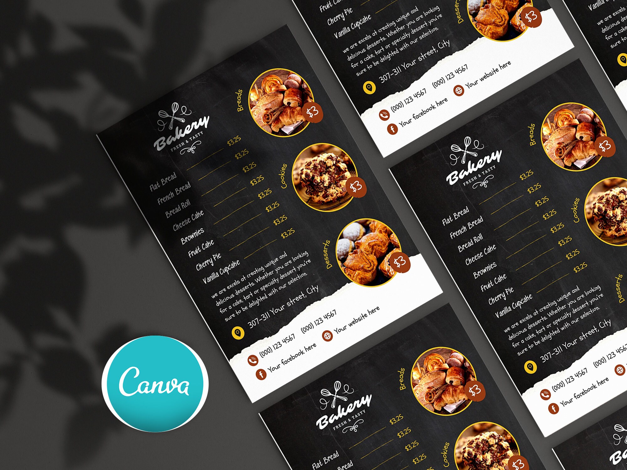 Bake Sale Flyer, Bakery Template, DIY Canva Bakery Price List Poster ...