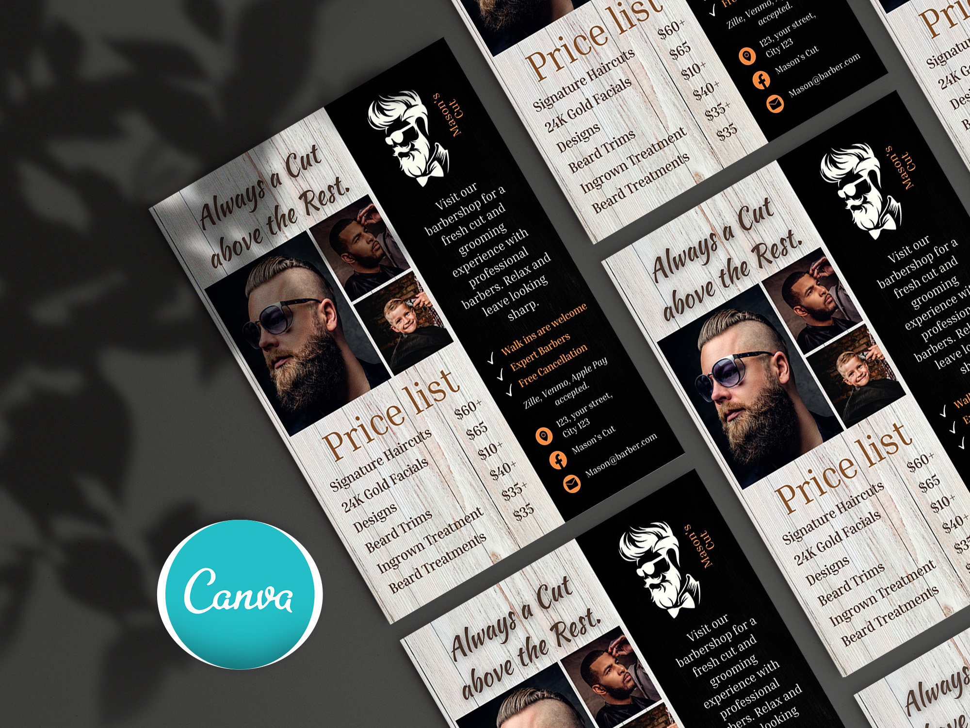Barbershop Flyer, Barbershop Template, DIY Canva Hair Salon Template ...
