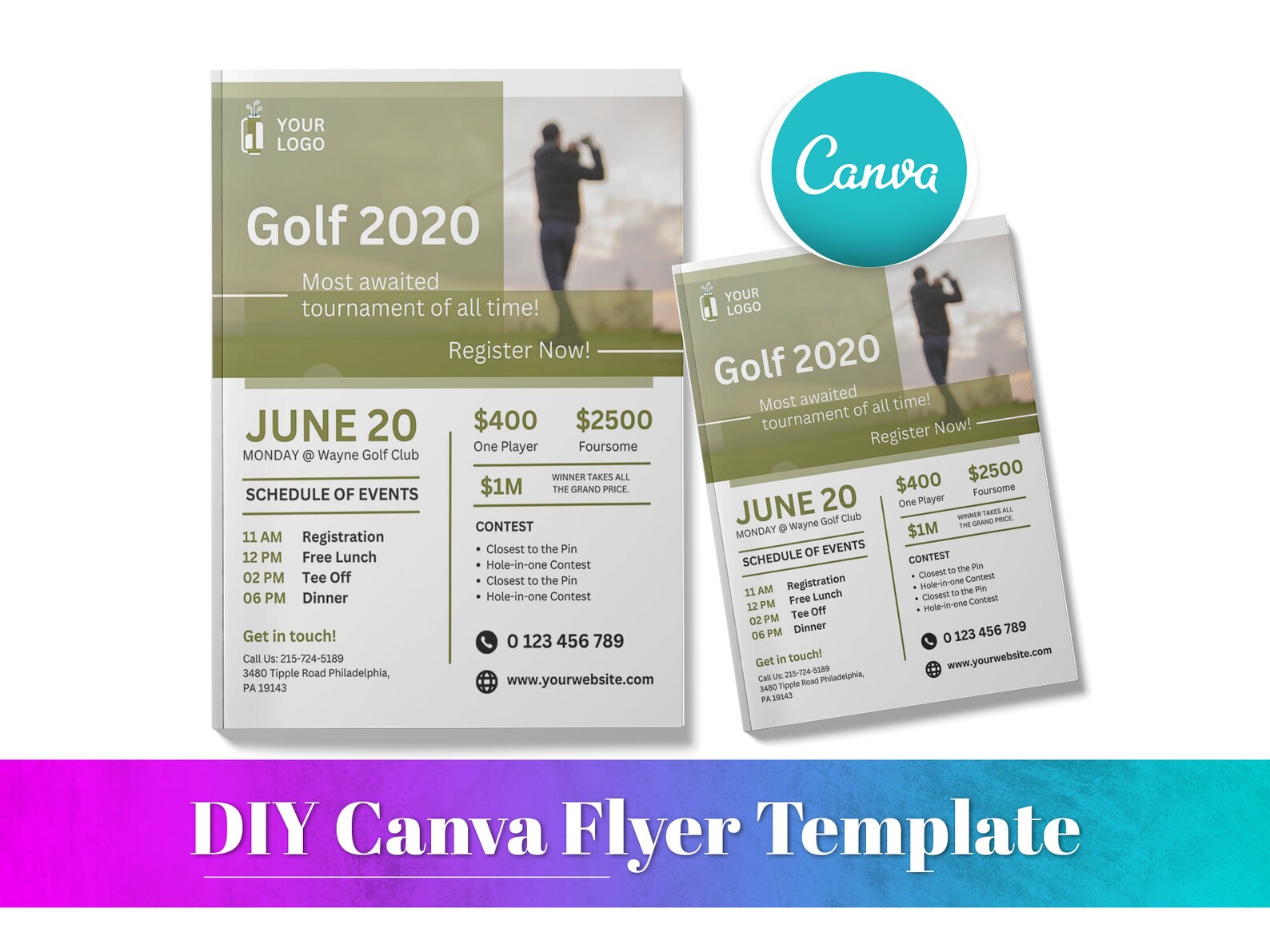Golf Flyer, Golf Club Template, DIY Canva Golf Match Poster Template ...