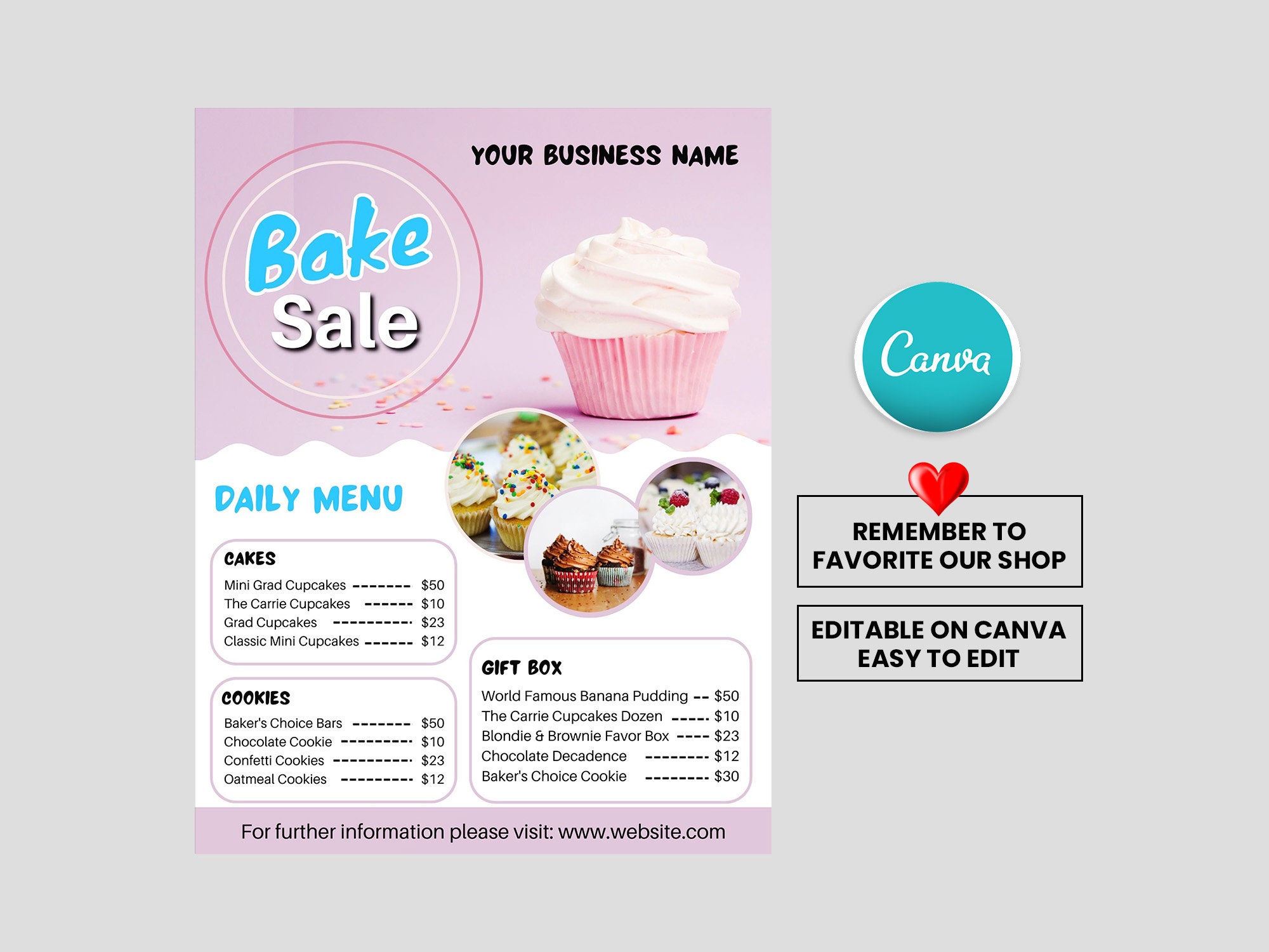 Cakes Flyer Cupcakes Flyer DIY Canva Bakery Poster Template - Etsy