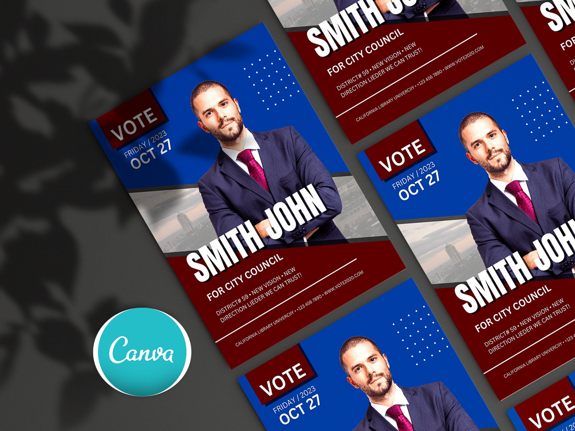 Election Flyer, Printable Election Card Design, DIY Canva Election ...
