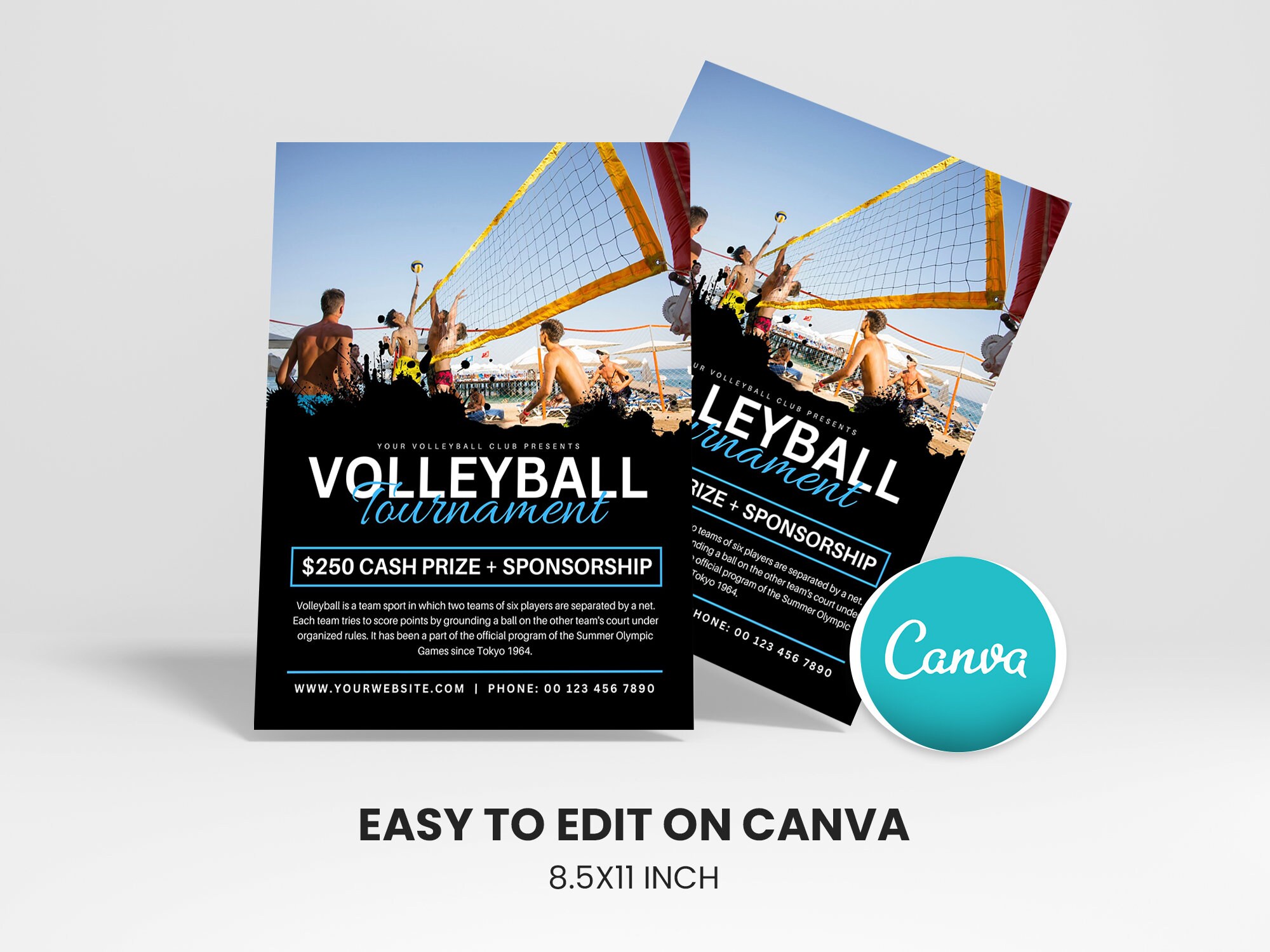 Volleyball Flyer, Volleyball Tournament Design, DIY Canva Volleyball ...